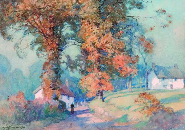 A Devonshire Lane by Albert Moulton Foweraker Oil Painting Reproduction ...