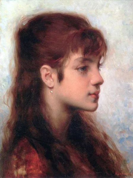 Head of a Girl by Alexei Harlamoff Oil Painting Reproduction For Sale ...
