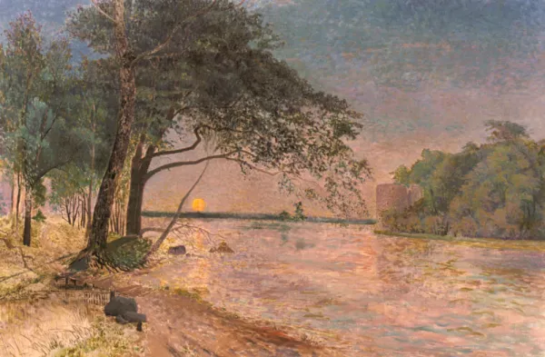 View of Kronenberg Castle at Sunset by Alfred Wahlberg Oil Painting ...
