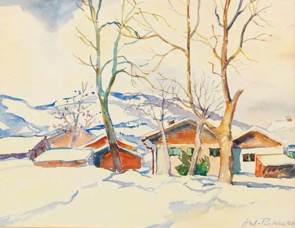 A Winter Landscape by Anton Emanuel Peschka Oil Painting Reproduction ...