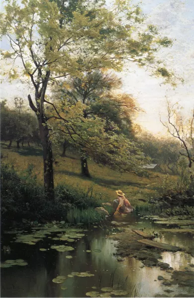 By the Lily Pond by Arthur Parton Oil Painting Reproduction For Sale ...