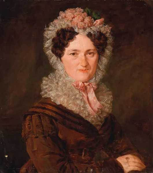 Portrait of a Woman with Mob Cap by Barbara Krafft Oil Painting ...