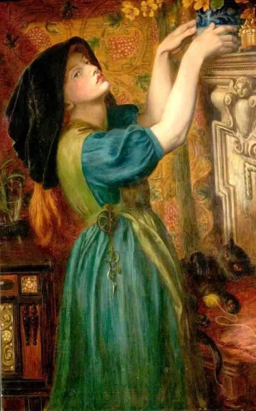 Marigolds also known as The Bower Maiden by Dante Gabriel Rossetti Oil ...