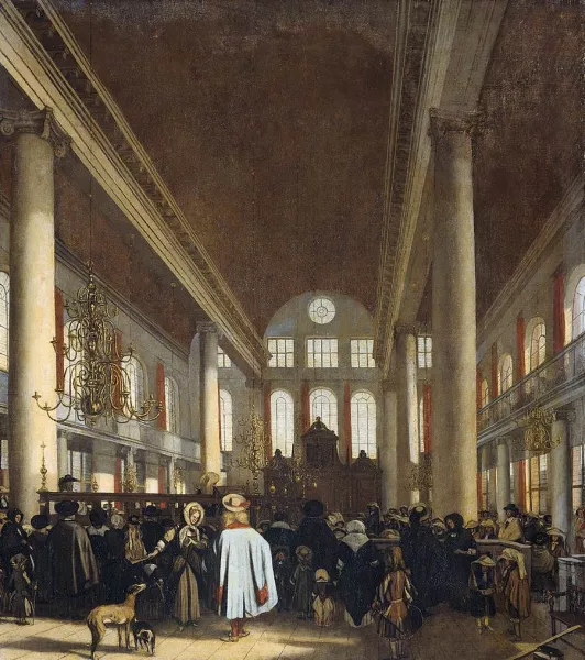 Interior of the Portuguese Synagogue in Amsterdam by Emanuel De Witte ...