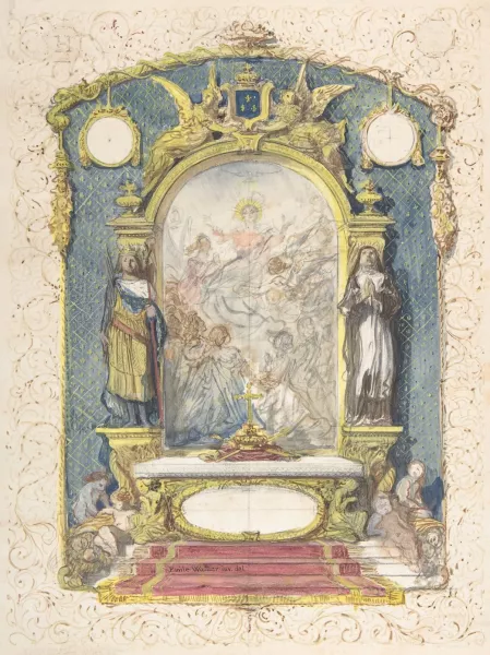 Altar Flanked by St. Louis and St. Theresa by Emile-Charles Wattier Oil ...