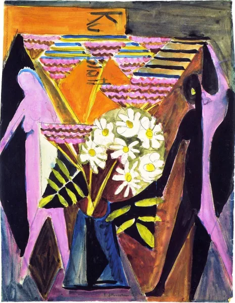 Flowers and Figures by Ernst Ludwig Kirchner Oil Painting Reproduction ...