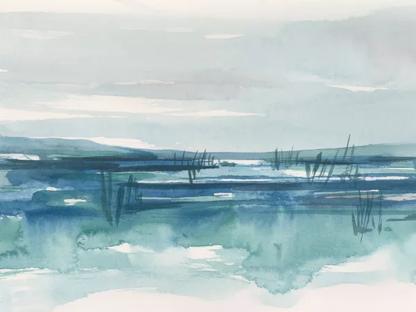 Bright Blue Marsh II by Ethan Harper Oil Painting Reproduction For Sale ...