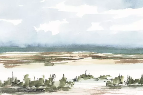 Coastal Wetlands Watercolor II by Ethan Harper Oil Painting ...