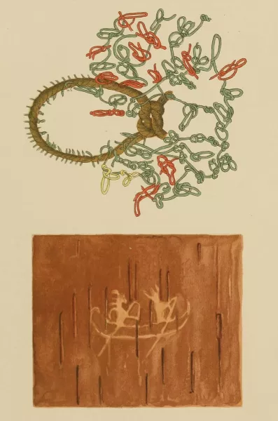 Peruvian Quipu and Birch Bark Drawing by Garrick Mallery Oil Painting ...