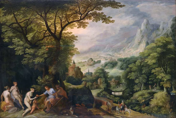 Landscape with the Judgement of Paris by Gillis Van Coninxloo Oil ...