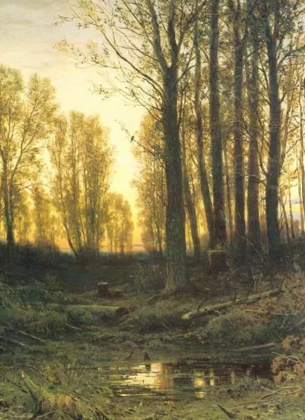 Twilight. Sunset by Ivan Ivanovich Shishkin Oil Painting Reproduction ...