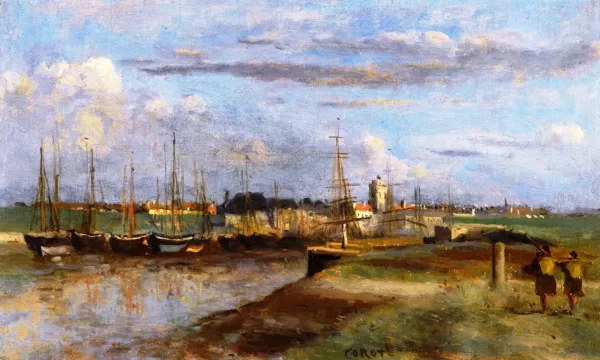 Dunkirk: The Rear Port by Jean-Baptiste-Camille Corot Oil Painting ...
