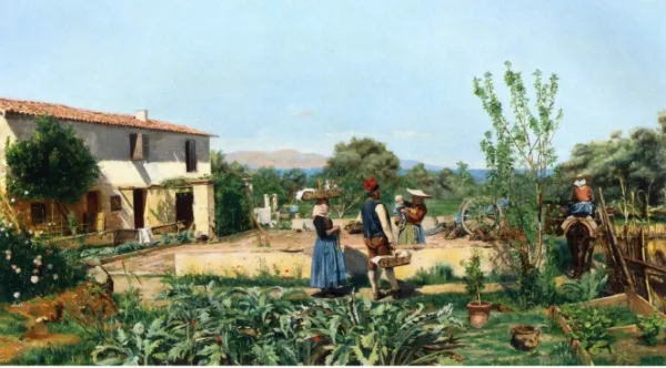 A Vegetable Garden in Provence by Jean Charles Meissonier Oil Painting ...