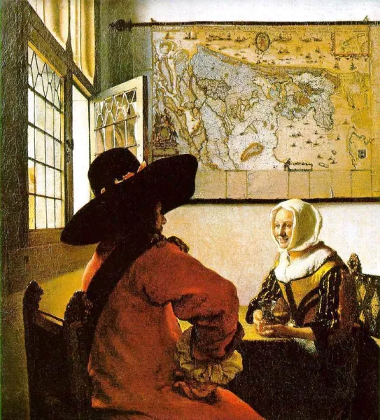 Soldier and a Laughing Girl by Johannes Vermeer Oil Painting ...