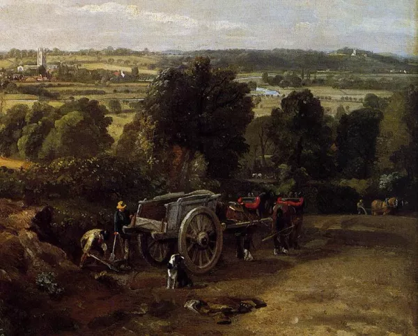 The Stour-Valley with the Church of Dedham Detail by John Constable Oil ...
