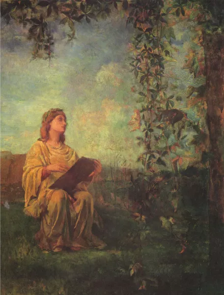 Decorative Panel, Seated Figure in Yellow by John La Farge Oil Painting ...