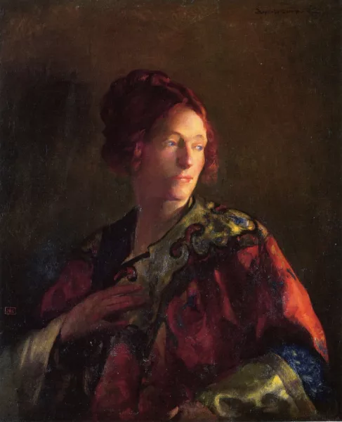 Red and Gold also known as Portrait of Miss Pearson by Joseph Decamp ...