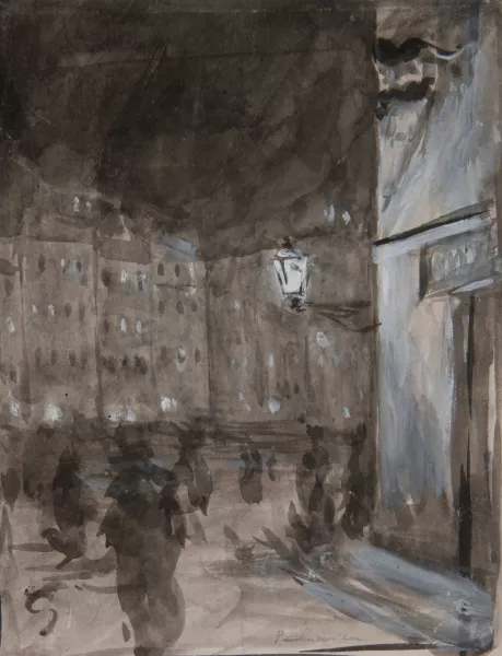 Old Town Market Square in Warsaw at night by Jozef Pankiewicz Oil ...