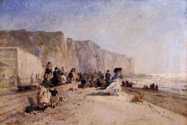 The Beach at Treport by Jules Noel Oil Painting Reproduction For Sale ...