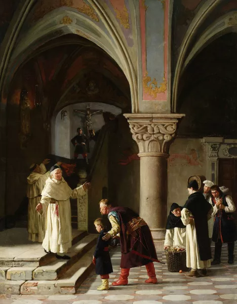 To the monastic boarding school by Julian Maszynski Oil Painting ...