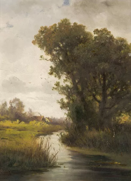 Trees by the Water by Ludvik Bartak Oil Painting Reproduction For Sale ...
