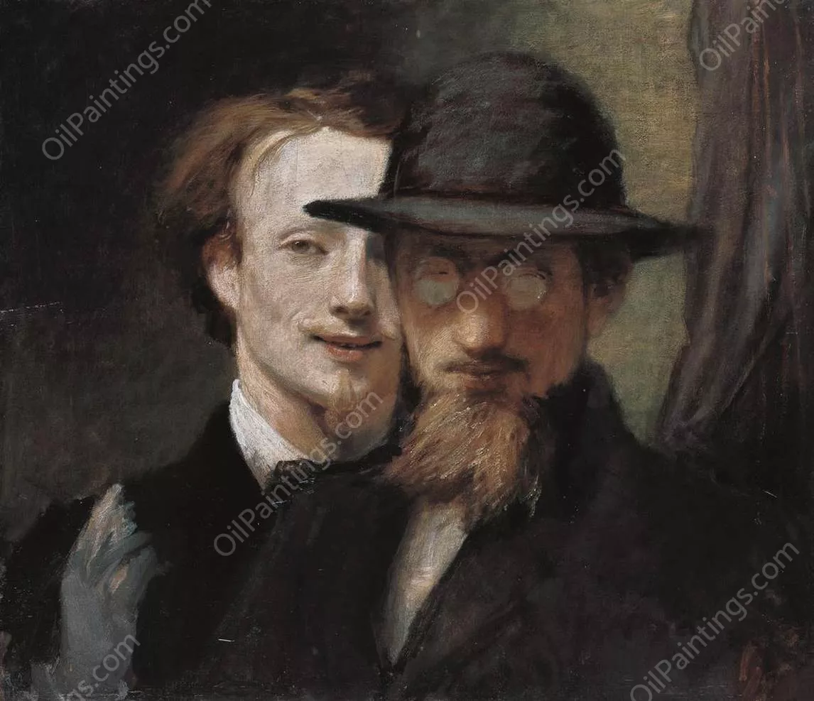 Double Portrait of Marees and Lenbach, Hans Von Marees - Oil Paintings