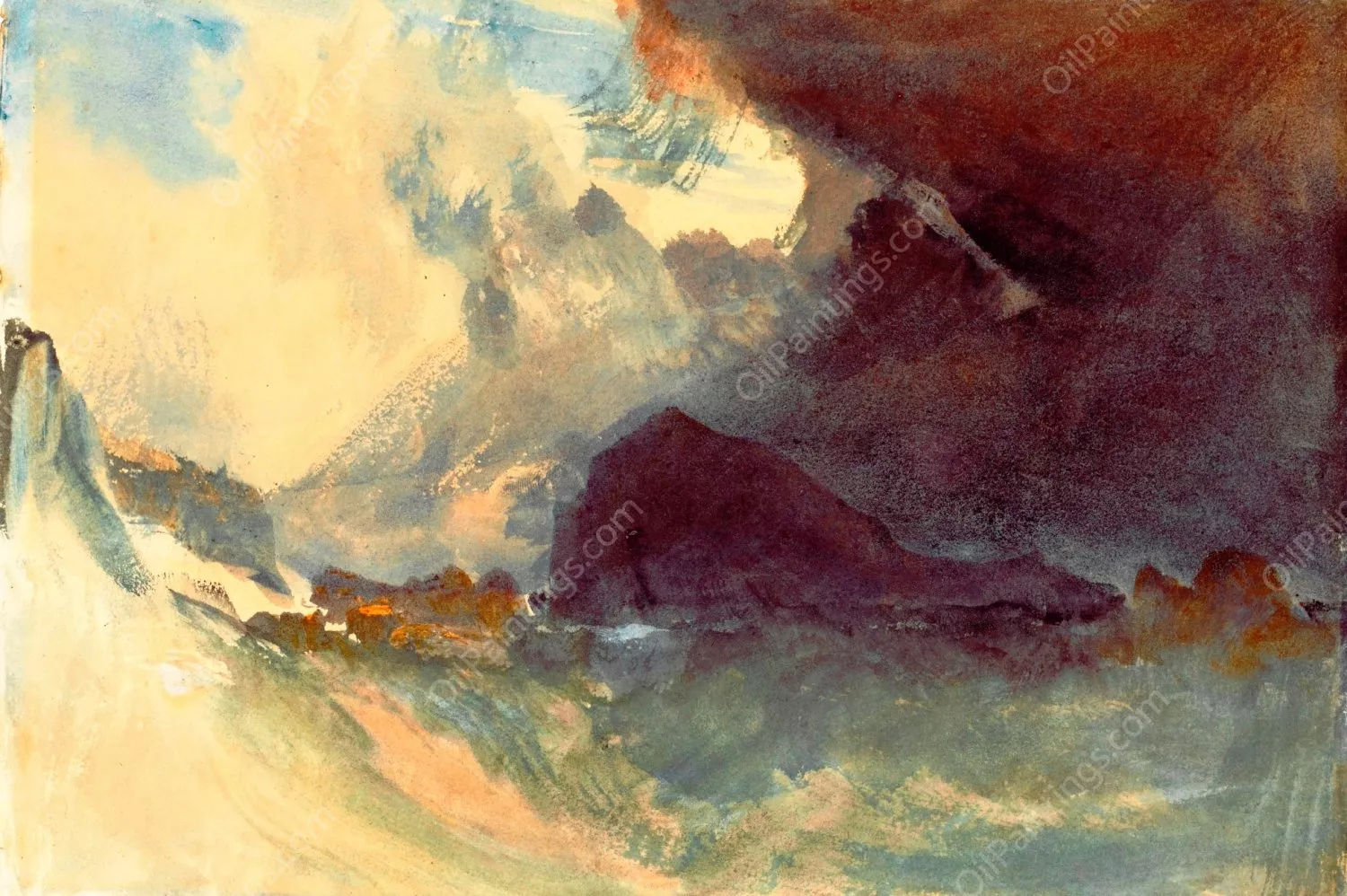 The Mewstone, Devon, Joseph Mallord William Turner - Oil Paintings