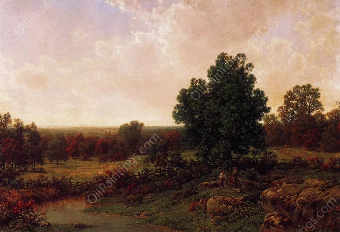 Three Men in a Landscape, William Mason Brown - Oil Paintings