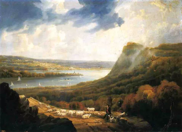 View of the Hudson River near West Point by Robert Havell Jr. Oil ...