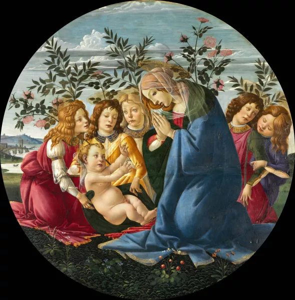Madonna Adoring the Child with Five Angels by Sandro Botticelli Oil ...