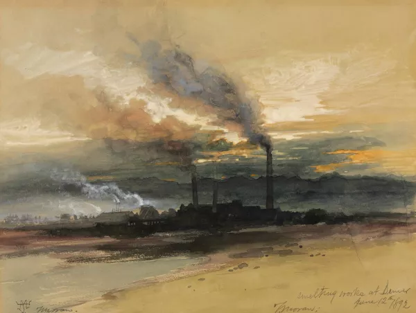 Smelting Works at Denver by Thomas Moran Oil Painting Reproduction For ...